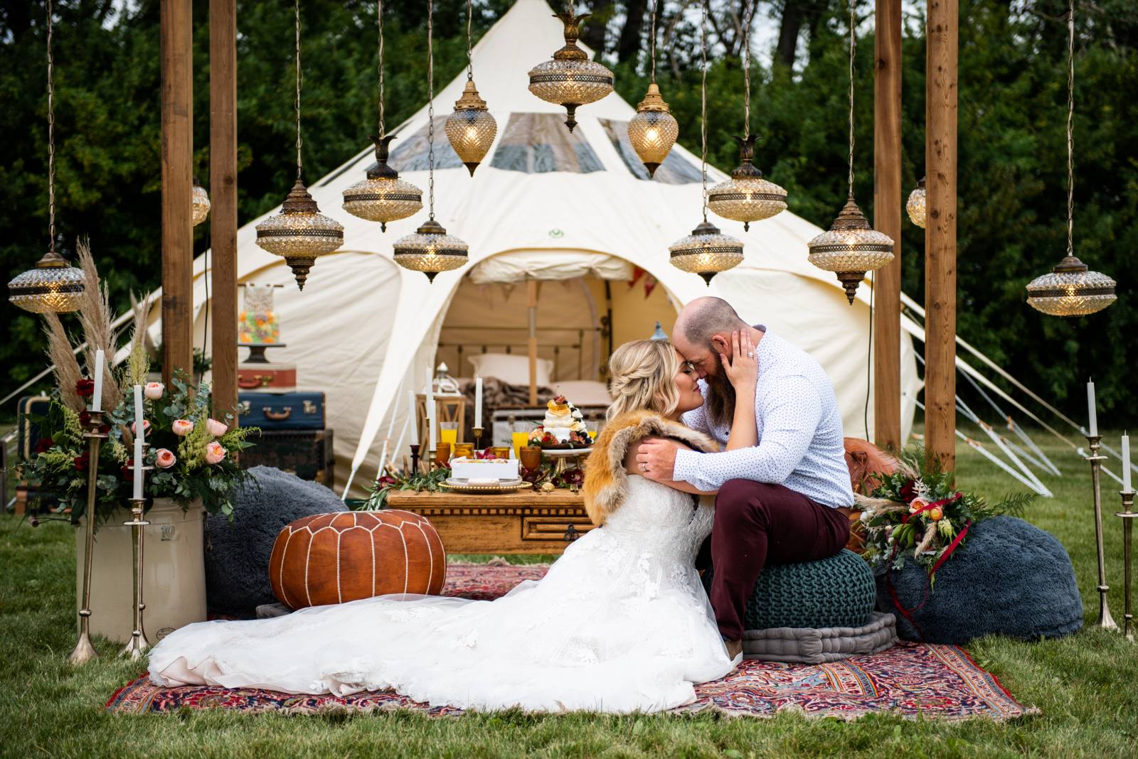 Boho Glamping Elopement in Olds, Alberta - Confetti Magazine